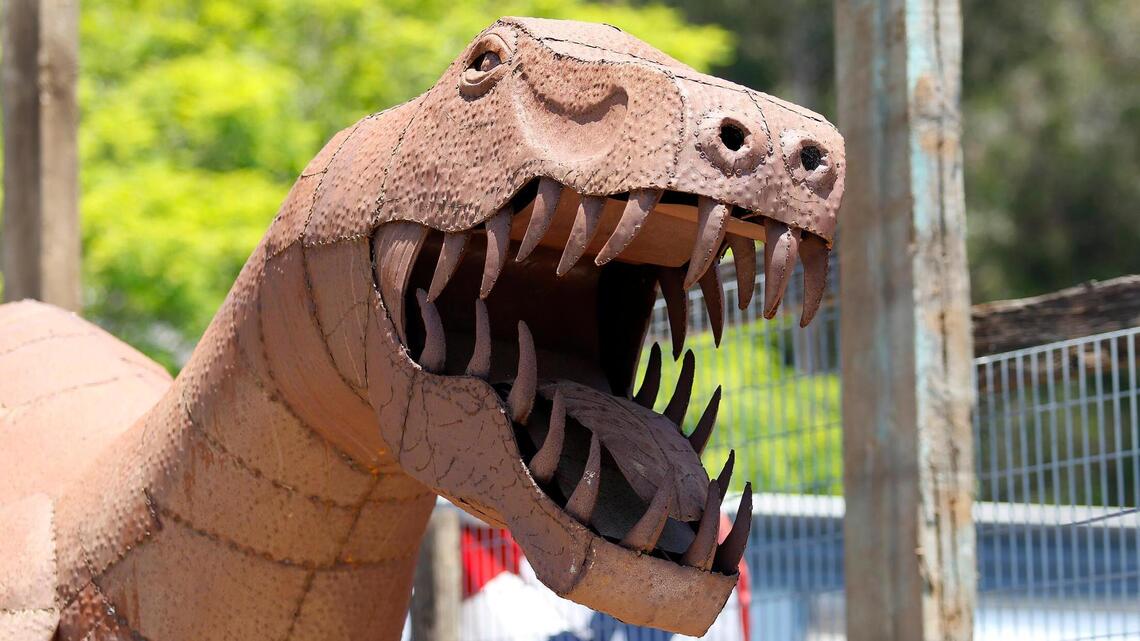 Cambria: Dinosaur sculpture in front of Main Street store | San Luis ...