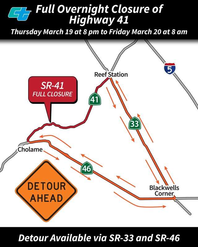 Hwy 41 construction: Overnight closure in SLO County CA | San Luis ...