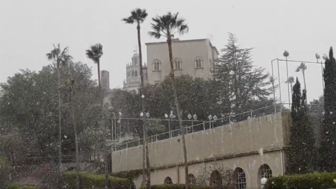 Video: Snow falls at Hearst Castle as storm hits SLO County | San Luis ...