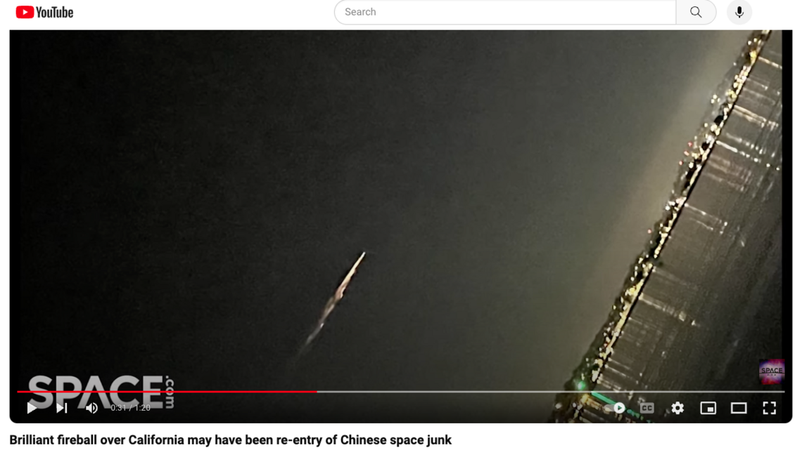 Fireball from Chinese rocket streaks across CA skies | San Luis Obispo ...