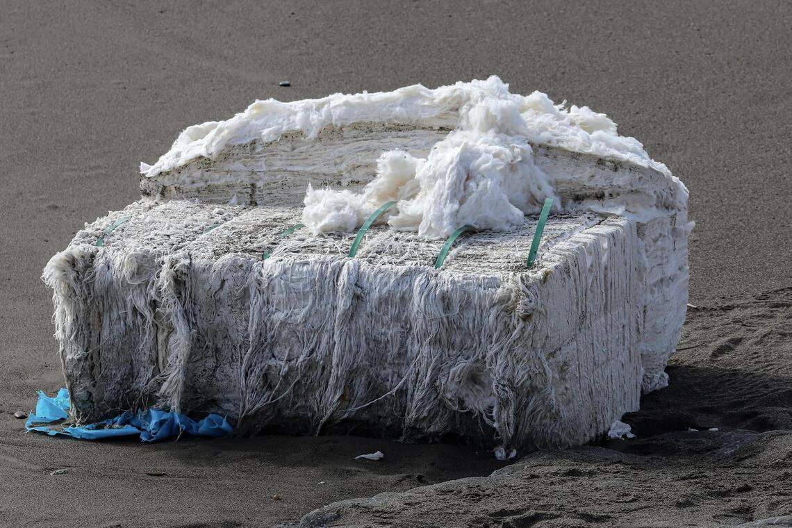 Blue bales of cotton wash up on SLO County beaches | San Luis Obispo ...